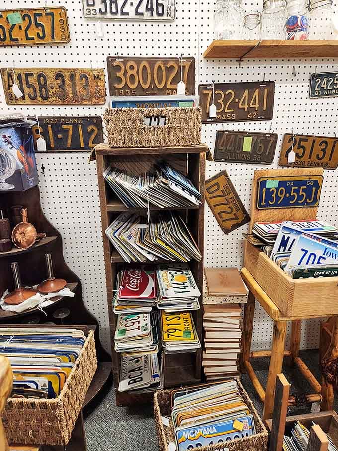 License plates from states and decades past, perfect for that garage wall you've been meaning to decorate.