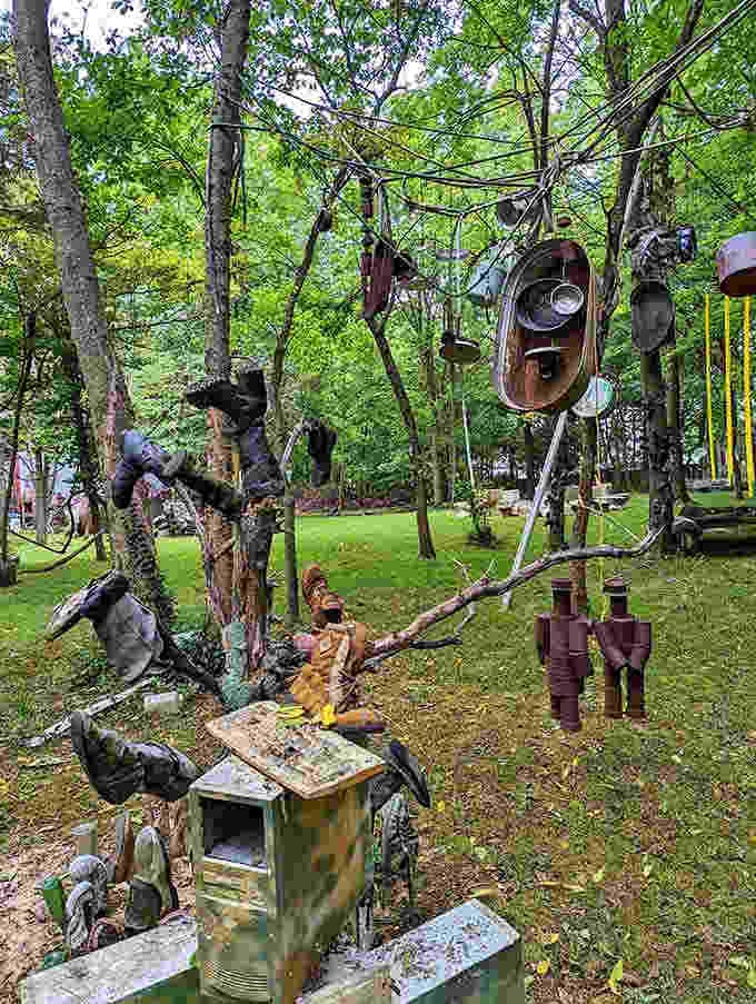 Recycled materials transform into whimsical sculptures that would make any modern art museum jealous.