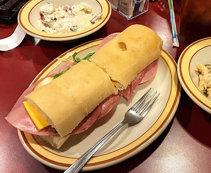 Behold the Famous Gondola in all its glory, stuffed with meats and cheese that would make any sandwich jealous.