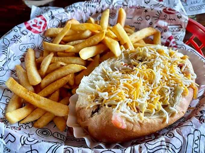 That Sonoran hot dog comes with golden fries, because sometimes more is definitely more in life.