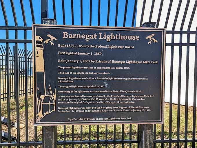 Built in 1857 and first lit in 1859, this plaque tells the story of survival and restoration.