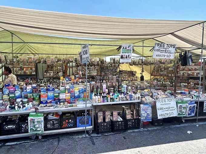 This vendor's collection rivals any pharmacy, proving that bargain hunters take their personal care seriously, very seriously indeed.