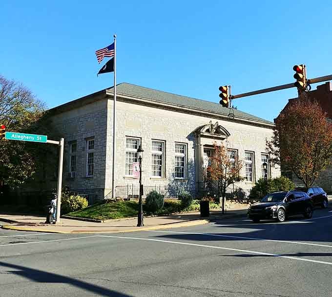 Even the post office looks like it belongs in a history book, making stamp-buying feel downright dignified.