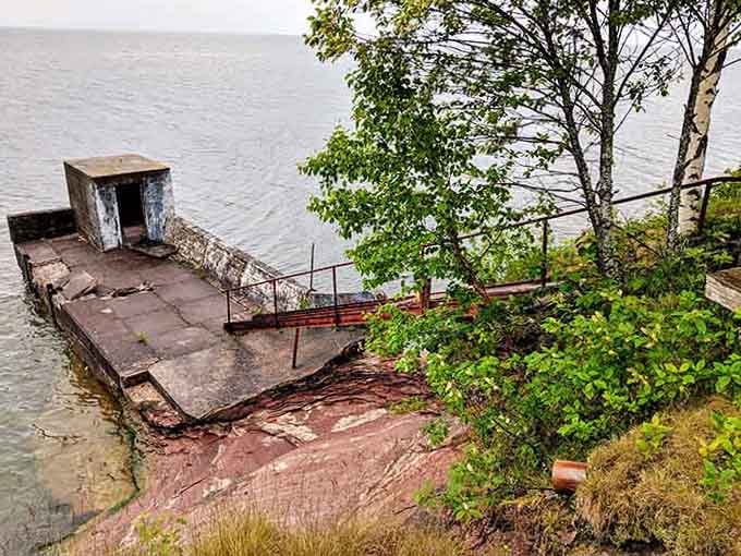 Even the old pier has stories to tell, weathered by countless storms and still standing guard over these waters.