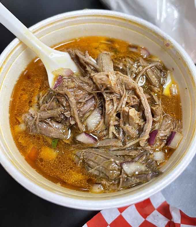 Tender shredded birria swimming in golden consomm&eacute;, the kind of comfort that makes everything else seem irrelevant.