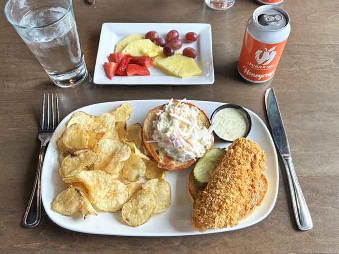 That golden crust on halibut is what happens when a kitchen respects both the fish and your taste buds.