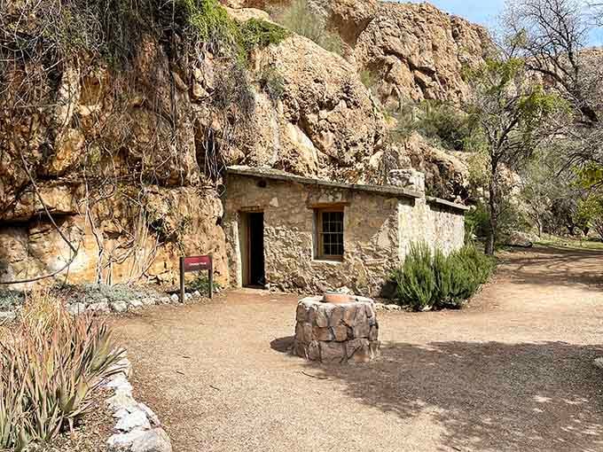 Historic stone buildings tucked against canyon walls, because even in the 1920s, people knew prime real estate when they saw it.