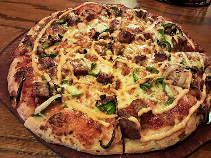 That golden, bubbling cheese and perfectly charred crust prove pizza can be both art and comfort food simultaneously.