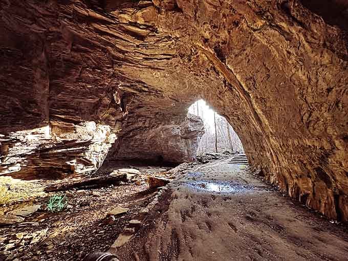 Standing inside a cave looking out feels like peeking through time's own picture window into another world.