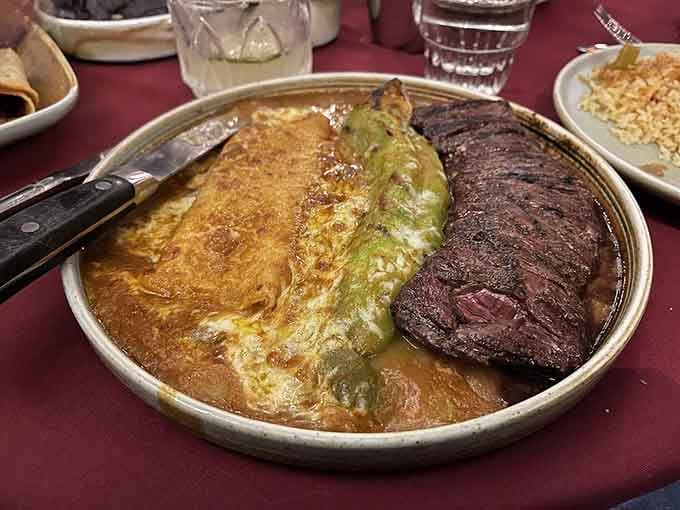 When your enchilada comes with carne asada this tender, you understand why people keep coming back for decades.