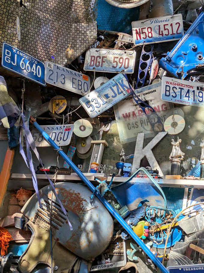 License plates from across America create a metallic quilt&mdash;each one somebody's journey, now part of something bigger.