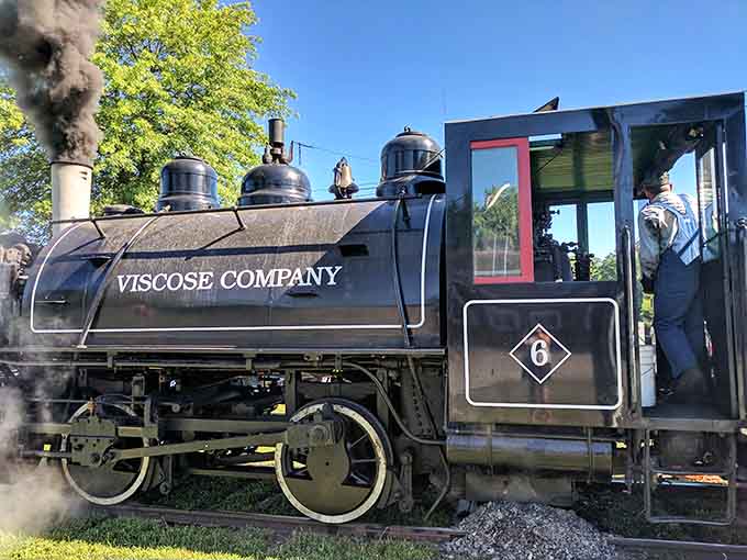 The Viscose Company locomotive puffs authentic steam, proving some things really were built better back in the day.