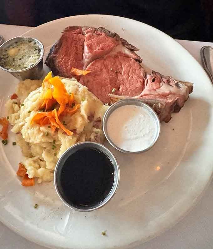 Prime rib this perfectly cooked should probably come with a warning label about ruining all other steaks forever.