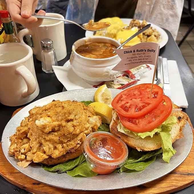 That golden crab cake could make a Chesapeake Bay waterman weep tears of joy into his coffee cup.