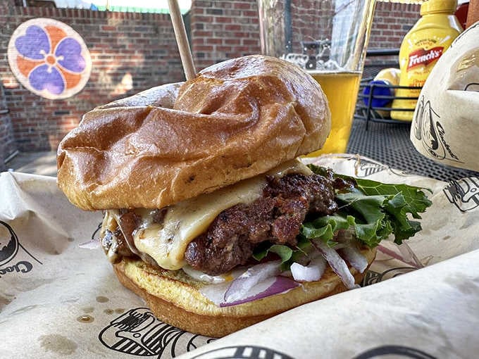 The Bacon Jam Burger: proof that some marriages are arranged in heaven, then perfected in Athens, Georgia.