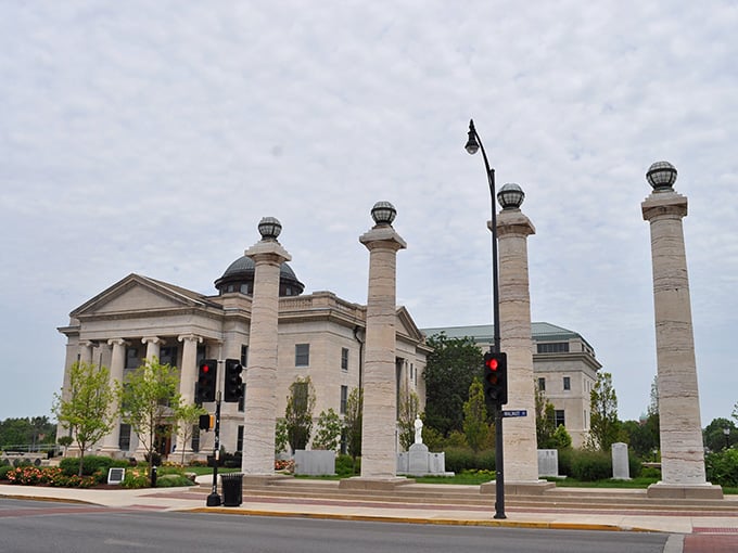 The Boone County Courthouse stands proud with columns that would make ancient Greeks nod approvingly at Missouri's architectural taste.
