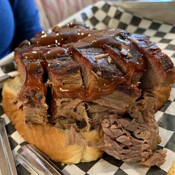 This brisket sandwich doesn't need a dating profile because it's already perfect and knows exactly what it's doing.