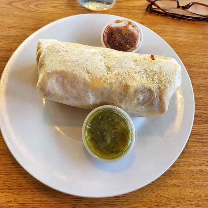 This golden burrito arrives with salsa verde that could convert even the most devoted ketchup enthusiast.