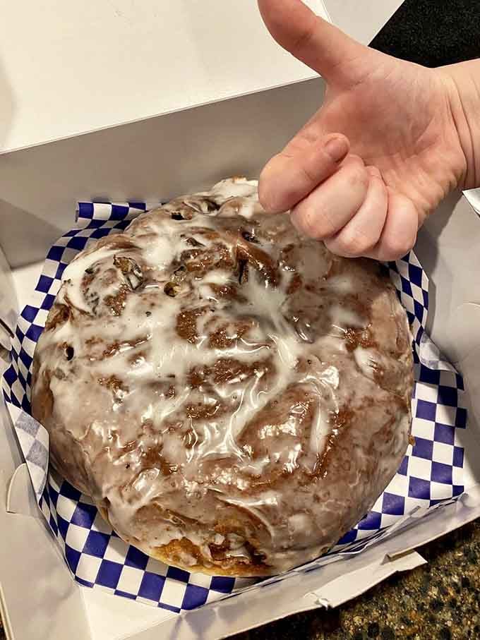 When your hand provides scale, you realize this isn't breakfast, it's a commitment to pure joy.