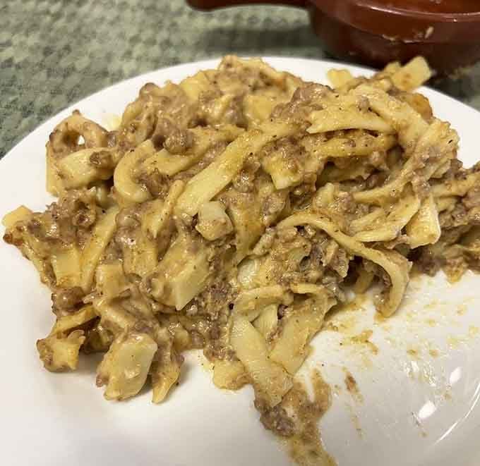 Beef stroganoff so rich and creamy, it'll make you forget every frozen dinner you've ever microwaved at home.
