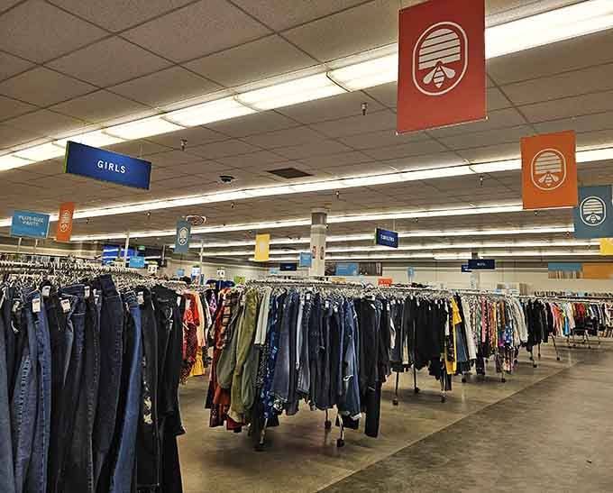 Organized racks stretch endlessly, proving that finding your size doesn't require a treasure map and compass.