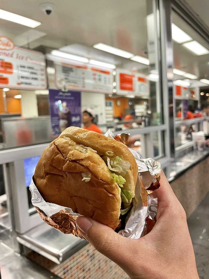 The Dick's Deluxe in all its glory, proving that sometimes perfection comes wrapped in simple wax paper.