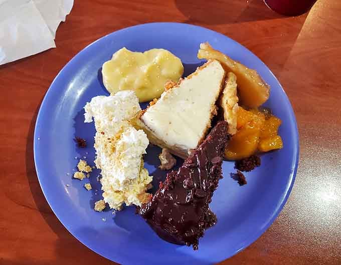 This dessert plate looks like someone raided a bakery and made all the right decisions simultaneously.