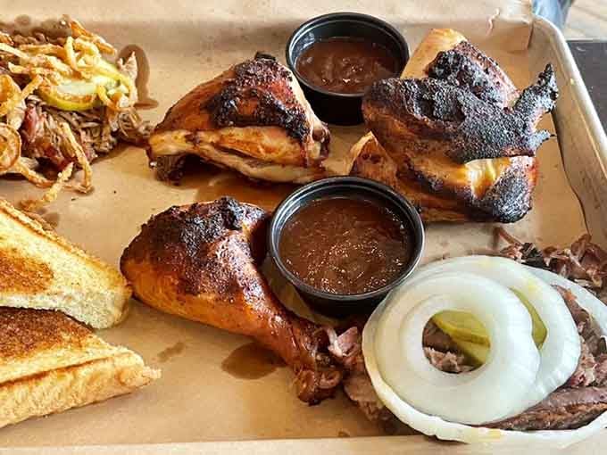 This barbecue sampler looks like it could feed a small army or one very determined person with excellent life priorities.