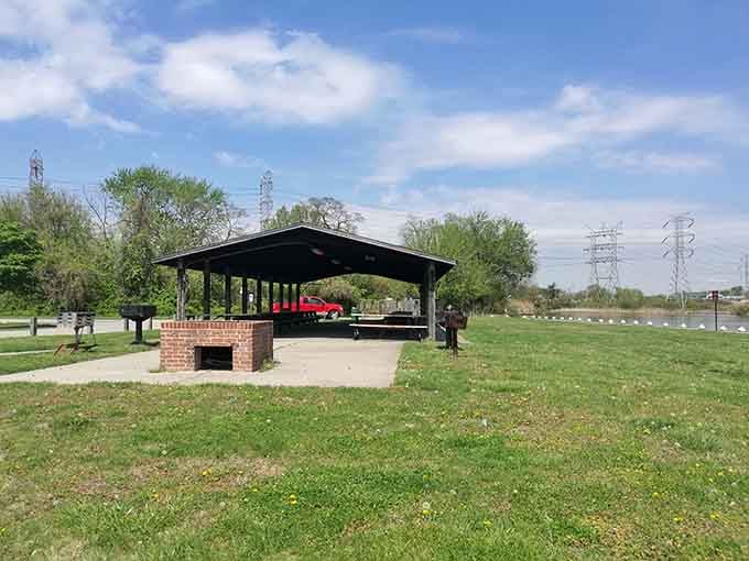 Turner Station Park's pavilion hosts cookouts where nobody's stressing about making next month's astronomical rent payment.