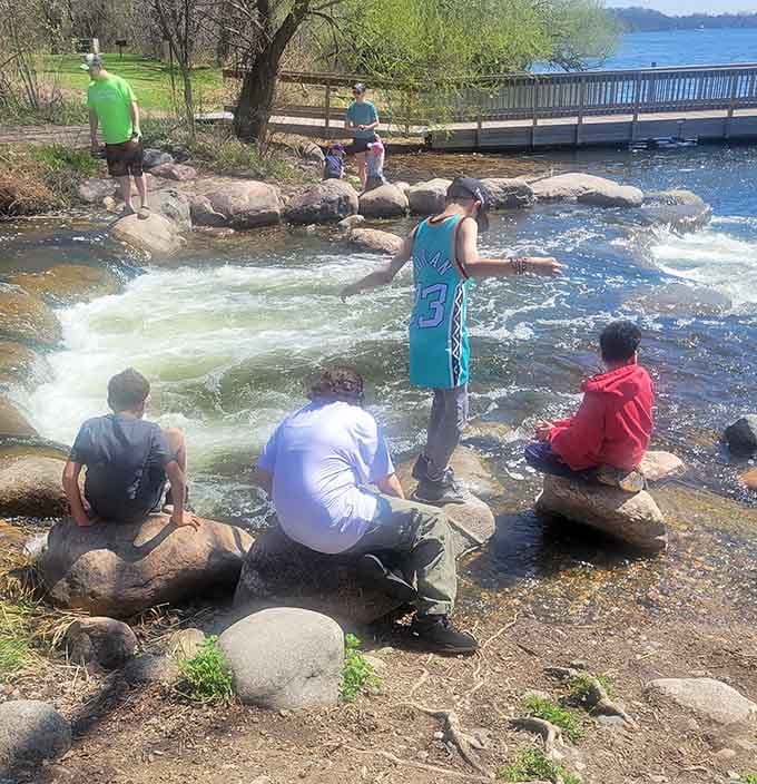 Watching folks navigate these rocks is like observing a very slow, very wet obstacle course&mdash;and everyone's having the time of their lives.