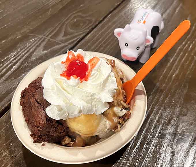 The Bourbon Brownie Sundae arrives like a delicious monument to excess, proving that sometimes more really is more in life.