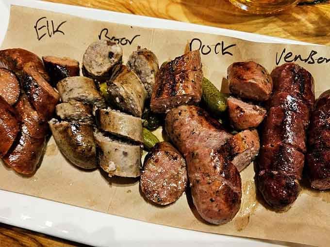 This sausage sampler looks like the United Nations of encased meats decided to have a delicious summit meeting.