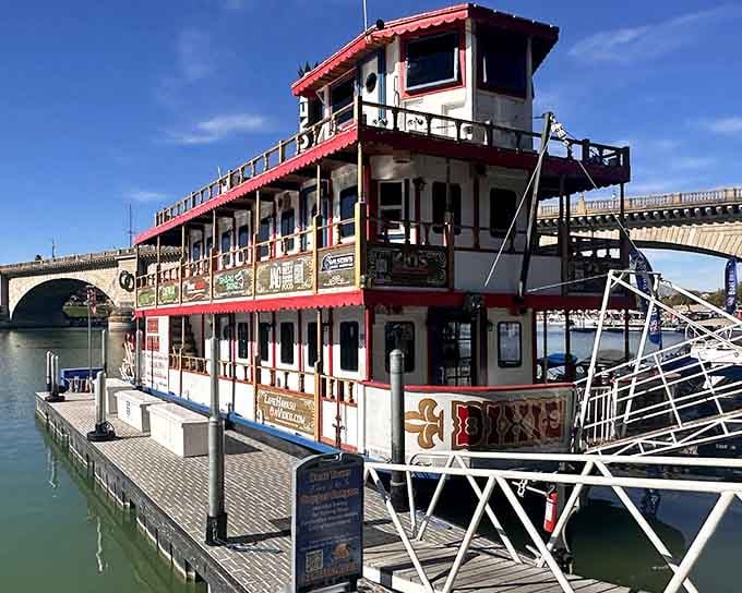 This paddle wheeler brings Mississippi River charm to the Colorado, proving Lake Havasu loves mixing its references.