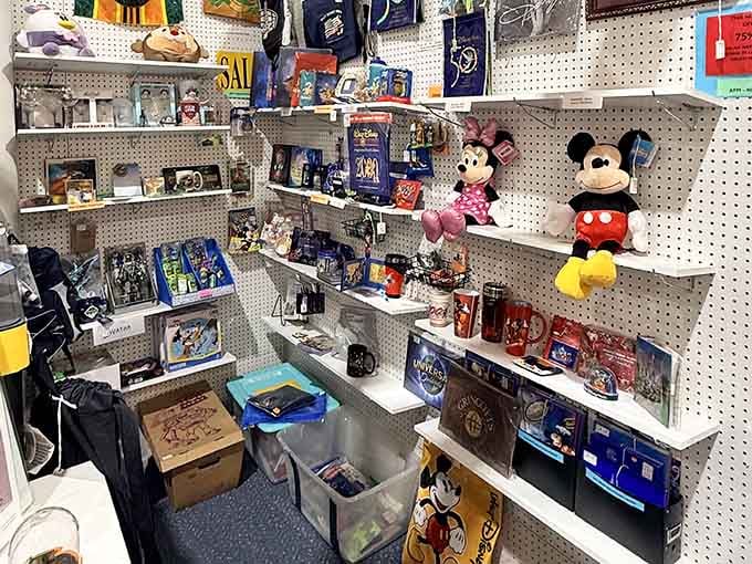 Mickey and Minnie stand guard over a Disney collector's dream, proving nostalgia never goes out of style.