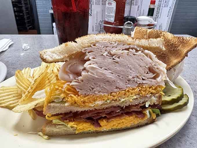 That turkey and bacon stack towers higher than your expectations, and somehow exceeds them all anyway.