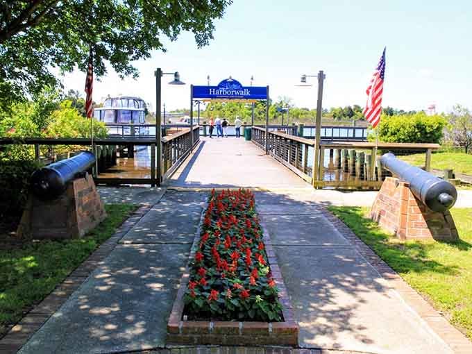 Two historic cannons guard the Harborwalk entrance, though these days they're more about photo ops than defense strategies.