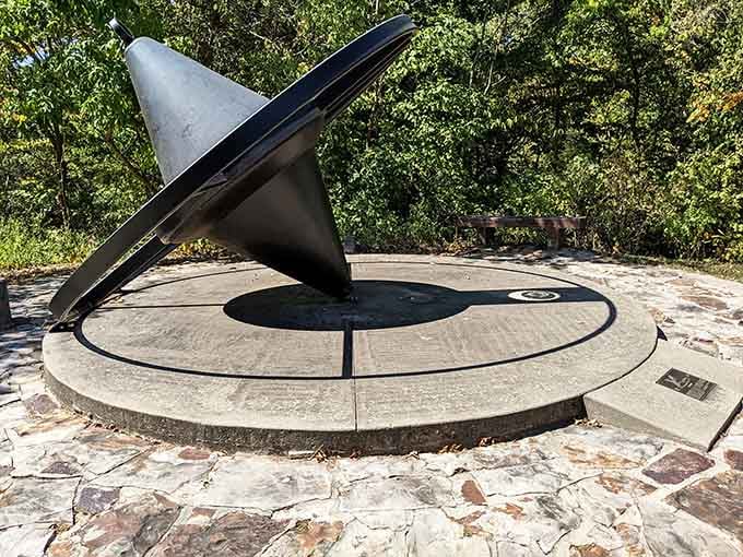 Modern art meets ancient landscape at this striking sculpture that'll have you pondering deeper meanings or just enjoying the view.