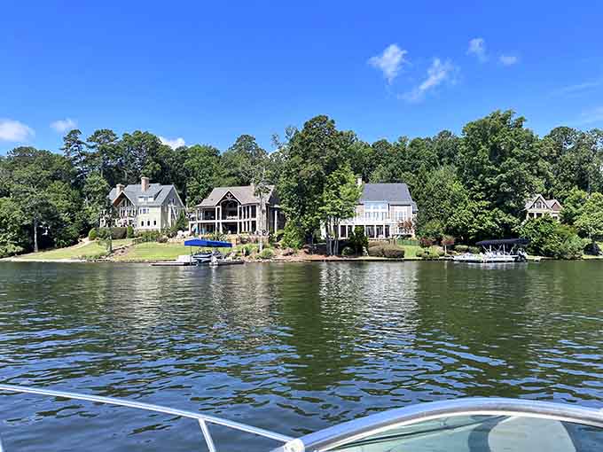 Lake Oconee homes sit pretty on the waterfront, making you reconsider every life choice that doesn't involve lakeside living.