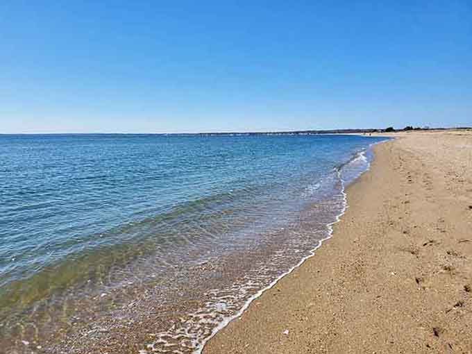 Two miles of pristine sand means you can actually social distance from that family blasting their questionable music.