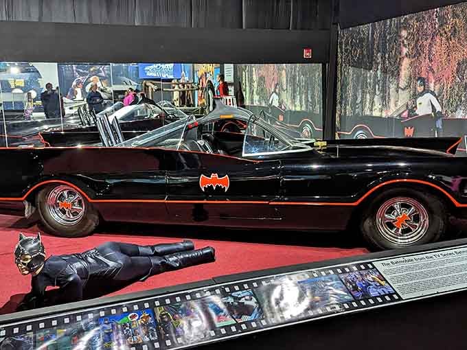 Holy nostalgia, Batman! The 1960s Batmobile sits ready to fight crime or just make everyone incredibly jealous.
