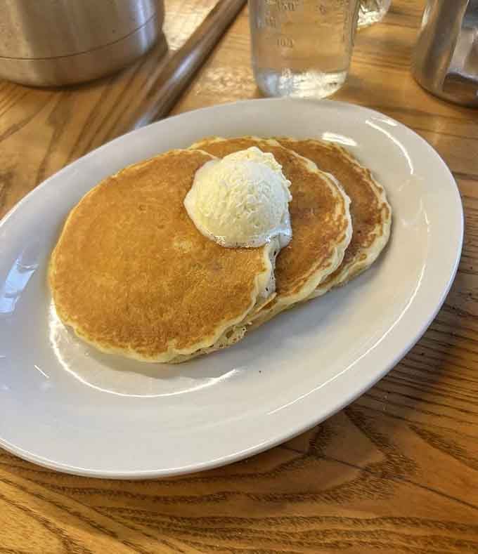 Classic American pancakes with butter: sometimes you need familiar comfort before diving into Dutch adventures ahead.