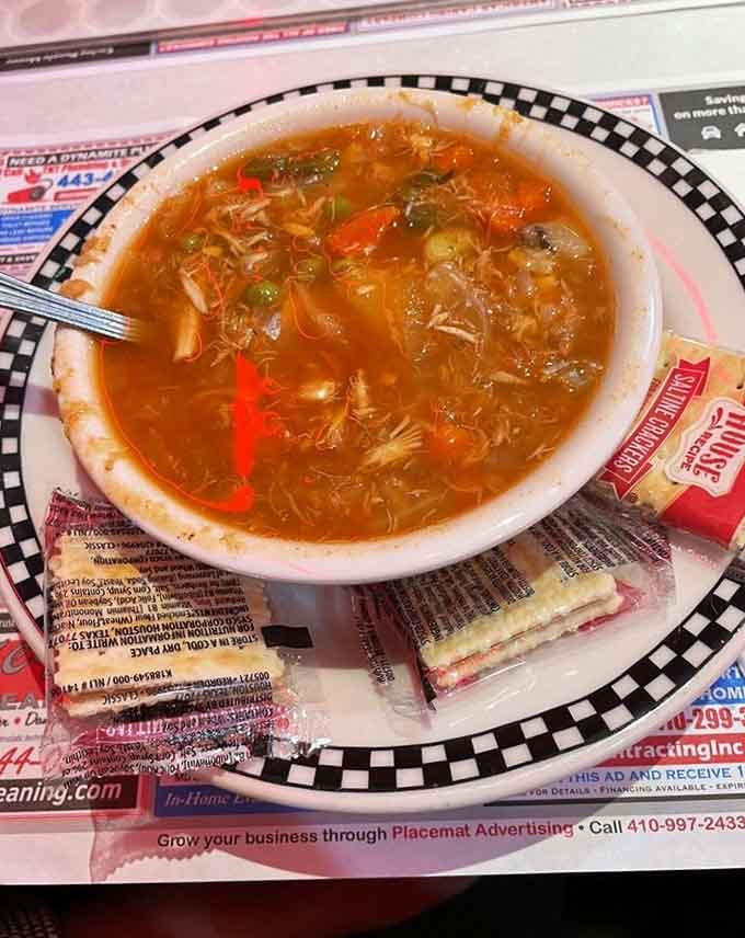 This bowl of Maryland crab soup contains more treasure than most people find in a lifetime of searching.