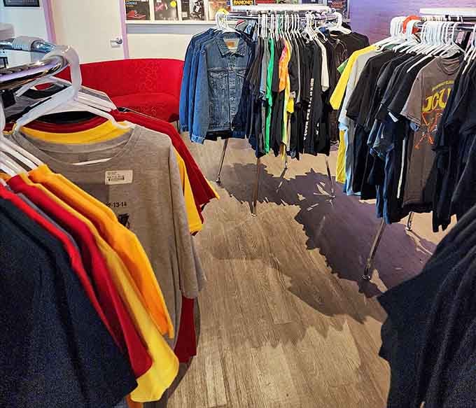 Band tees hang like flags of allegiance, letting you wear your musical taste literally on your sleeve.