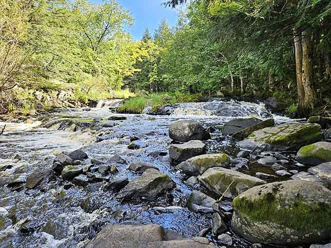 Interstate Falls Park offers nature's free entertainment, where rushing water performs daily shows without ticket prices.