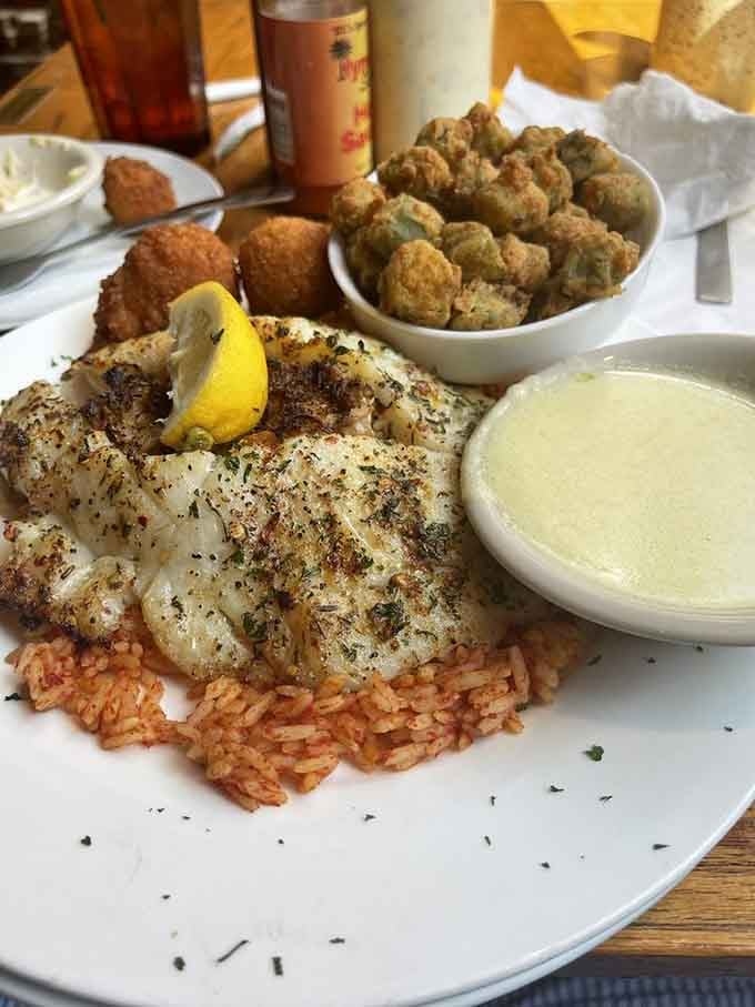 Stuffed grouper with okra and rice proves that Southern seafood knows how to throw a party on a plate.