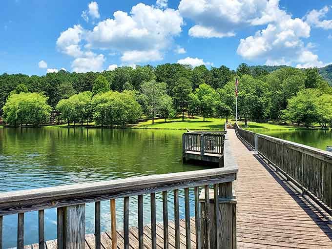 This wooden pier stretches toward tranquility like a highway to somewhere your blood pressure actually drops.