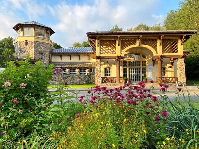 Stone and timber architecture surrounded by gardens that would make your suburban lawn weep with inadequate feelings.