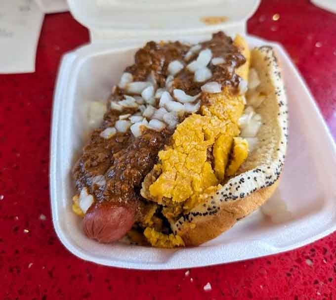 Behold the chili cheese dog in all its gloriously messy, napkin-requiring, completely worth-it splendor here.