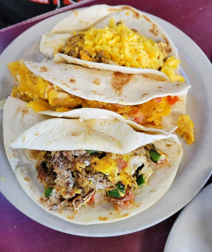 Three tacos walk into a plate, and suddenly your morning plans need to be completely rescheduled.