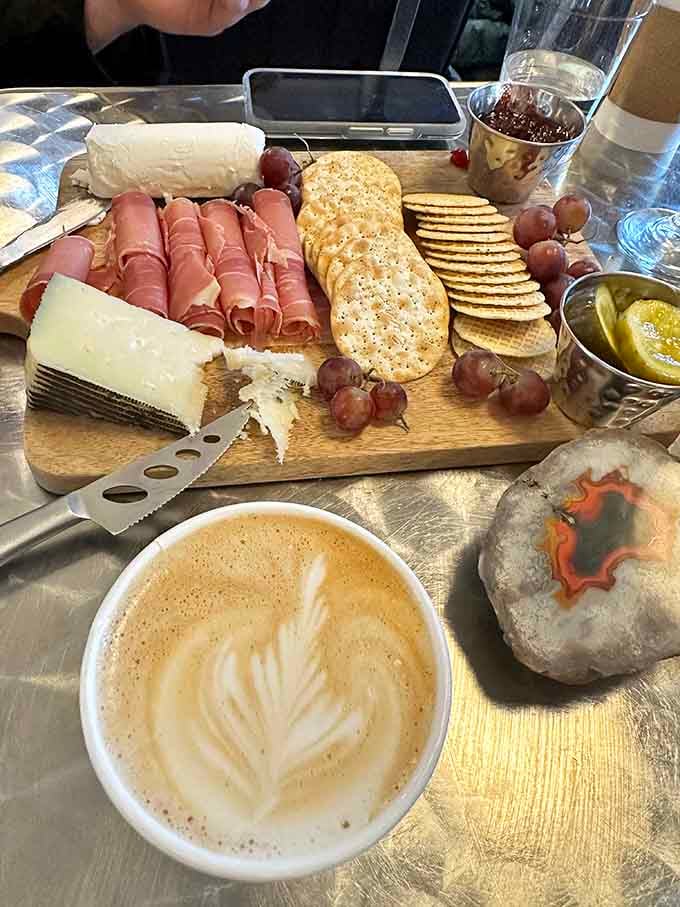 This charcuterie board paired with expertly crafted coffee proves that sophistication doesn't require a stuffy atmosphere or pretension.